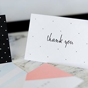 Luxye Chic Modern Thank You Cards, 36 Polka Dot and Stripe Thank You Notes, 6 Assortment of Blank Inside with White Envelopes (Multicolor) (4" x 6" Polka Dot Stripe V2)