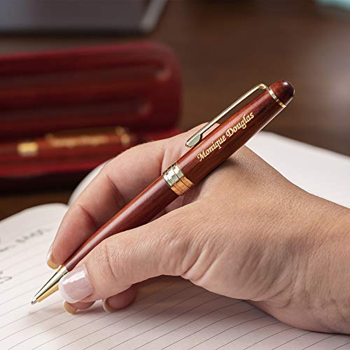 Dayspring Pens | Personalized Deluxe Rosewood Pen and Pencil Set with Premium Wood Pen Case. Engraved Wood Gift for Men or Women. Shipped Fast in One Business Day.