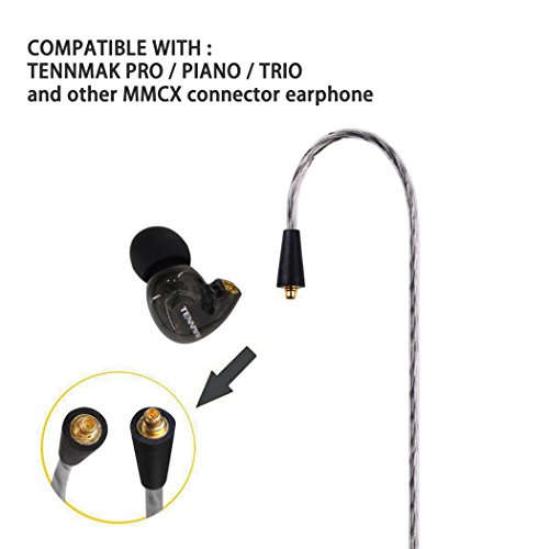 TENNMAK MMCX Detachable Cable for TENNMAK PRO Piano Trio & Other MMCX Earphones- Transparent Black (no mic)