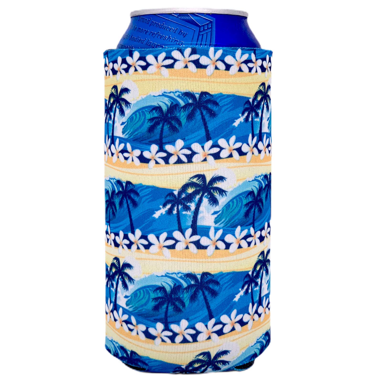 Waves Tropical Beach Pattern 16 oz. Can Coolie