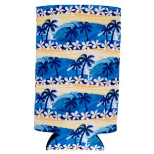 Waves Tropical Beach Pattern 16 oz. Can Coolie