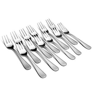 snamonkia appetizer small forks set of 12, 5.4 inches, dessert forks stainless steel, 3-tine portable cocktail salad fruit forks for party travel