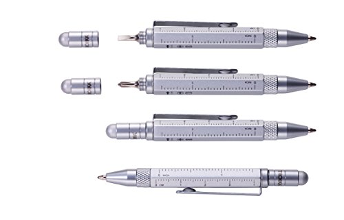 Troika CONSTRUCTION LILIPUT – PIP25/TI – Multitasking ballpoint pen (small) – Tool Pen– centimetre and inch ruler – slotted and Phillips screwdriver – stylus (titanium colour) original