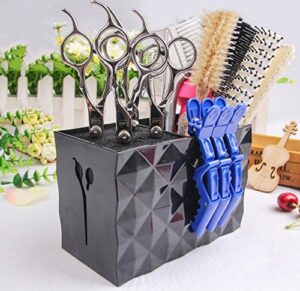 professional salon scissors holder rack, shear holder,modern hairdressing combs clips desktop desk organizer accessories for hair stylist office home,hairdresser scissor storage case keeper. - black