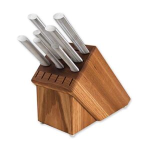 rada cutlery oak block 7 pc stainless steel kitchen knife set with aluminum, silver handle