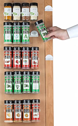 Spice Rack 36 Spice Gripper- Spice Racks Strips Cabinet Cabinet Door - Use Spice Clips for Spice Organizer - Stick or Screw Spice Storage Spice Clips