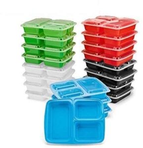 simply life new 3 compartment meal prep containers (20 pack)