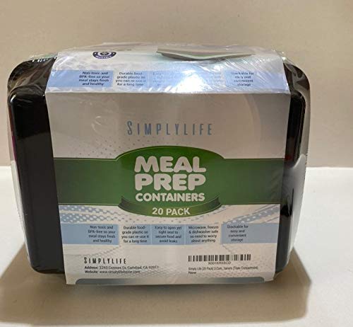 Simply Life New 3 Compartment Meal Prep Containers (20 Pack)