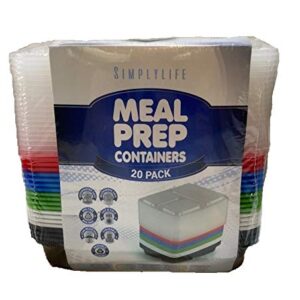 Simply Life New 3 Compartment Meal Prep Containers (20 Pack)