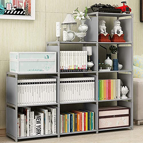 Angotrade Jaketen Bookshelf 9-Cubes Book Shelf Office Storage Shelf Plastic Storage Cabinet (Grey)