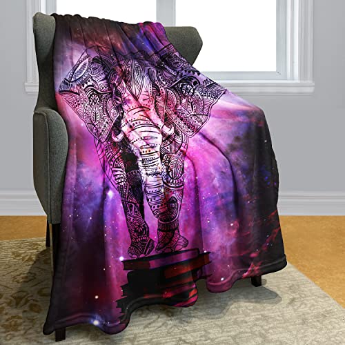 Throw Blankets Fleece Blanket for Sofa Bed Mandala Elephant India Style Galaxy Nebula Book 40" x 50"