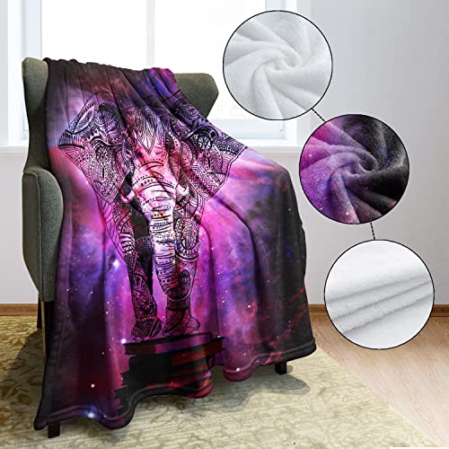 Throw Blankets Fleece Blanket for Sofa Bed Mandala Elephant India Style Galaxy Nebula Book 40" x 50"