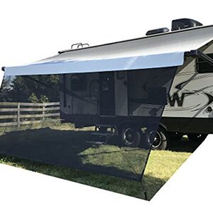 RV Awning Sun Shade Screen 8' X 15' 3'' Black Tentproinc Mesh Sunshade Camper Trailer Awning Shade Screen UV Blocker Completed Kits - 3 Year Warranty