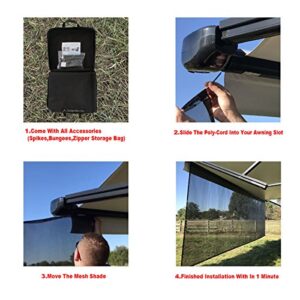 RV Awning Sun Shade Screen 8' X 15' 3'' Black Tentproinc Mesh Sunshade Camper Trailer Awning Shade Screen UV Blocker Completed Kits - 3 Year Warranty