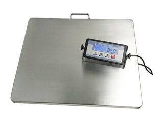 angel usa extra large platform 22 inches x 18 inches stainless steel 400 pounds heavy duty digital postal shipping scale, powered by batteries or ac adapter, for floor bench office weight weighing