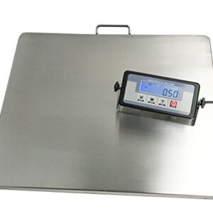 Angel USA Extra Large Platform 22 Inches x 18 Inches Stainless Steel 400 Pounds Heavy Duty Digital Postal Shipping Scale, Powered by Batteries or AC Adapter, for Floor Bench Office Weight Weighing