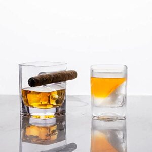 Corkcicle Premium Double Old Fashioned Handmade Whiskey Glass with Built in Cigar Holder, 9 oz, Handcrafted, Durable, Gifts for Men