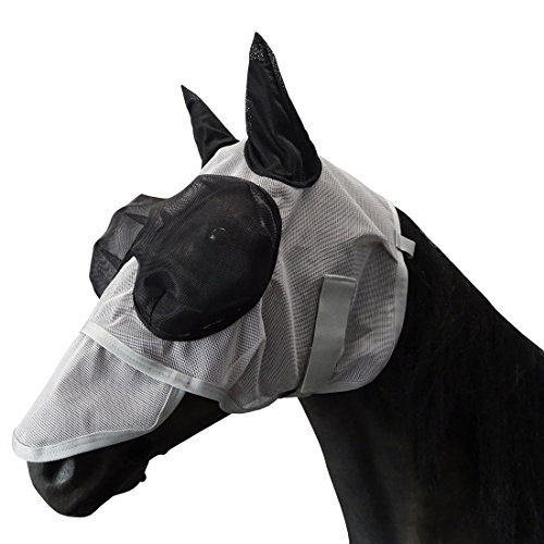 Leberna Mesh Fly Mask with Ears Nose UV Protection Full Face for Horse/Cob