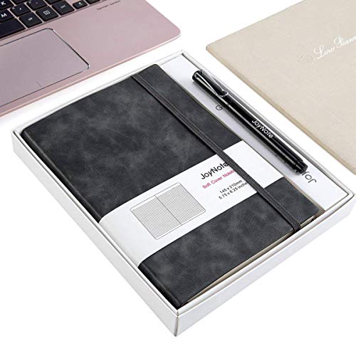 JoyNote Ruled Notebooks Journal, A5 Classic Softcover Notebook with Pen Holder, Thick Paper Gray Soft Cover Journal, 96 Sheets/192 Pages, 5.75 x 8.25 inches