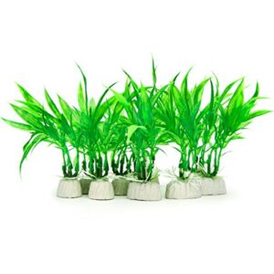 COMSUN 10 Pack Artificial Aquarium Plants, Small Size 4 inch Approximate Height Fish Tank Decorations Home Décor Plastic Green