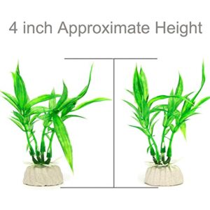 COMSUN 10 Pack Artificial Aquarium Plants, Small Size 4 inch Approximate Height Fish Tank Decorations Home Décor Plastic Green