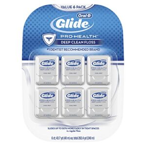 oral-b glide pro-health dental floss, deep clean, mint, 40m, pack of 6