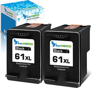 inkworld remanufactured 61xl ink replacement for hp 61 ink ccartridge for envy 4500 4501 4502 4503 4504 officejet 2620 4630 4631 4632 4634 4635 4636 4639 deskjet 1000 1010 1012 1015 printer (2 black)