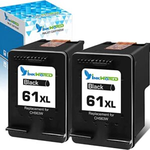 Inkworld Remanufactured 61XL Ink Replacement for HP 61 Ink Ccartridge for Envy 4500 4501 4502 4503 4504 OfficeJet 2620 4630 4631 4632 4634 4635 4636 4639 DeskJet 1000 1010 1012 1015 Printer (2 Black)