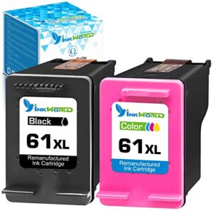 inkworld remanufactured 61xl replacement for hp 61 ink cartridge combo pack used for envy 4500 4502 5530 deskjet 2512 1512 2542 2540 2544 3000 3052a 1055 officejet 4630 printer (1 black,1 color)