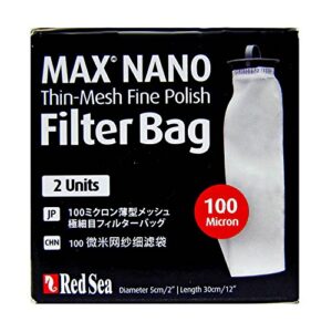 red sea max nano replacement 100 micron thin-mesh fine polish filter bag, 2 pack (red sea part # 40581)