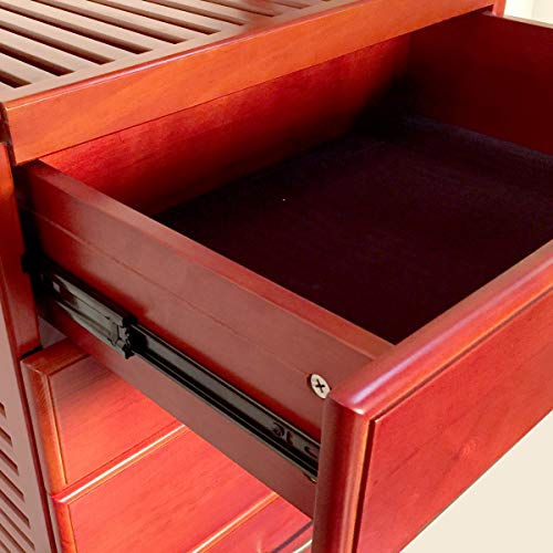 John Louis Home 16 in. Deep Deluxe Solid Wood Closet Organizer, 4 Drawers with Doors, Red Mahogany Finish