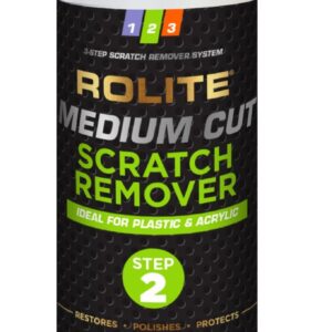 Rolite - RMCSR8z Medium Cut Scratch Remover (8 fl. oz.) for Plastic & Acrylic Surfaces Including Marine Strataglass & Eisenglass, Headlights, Aquariums