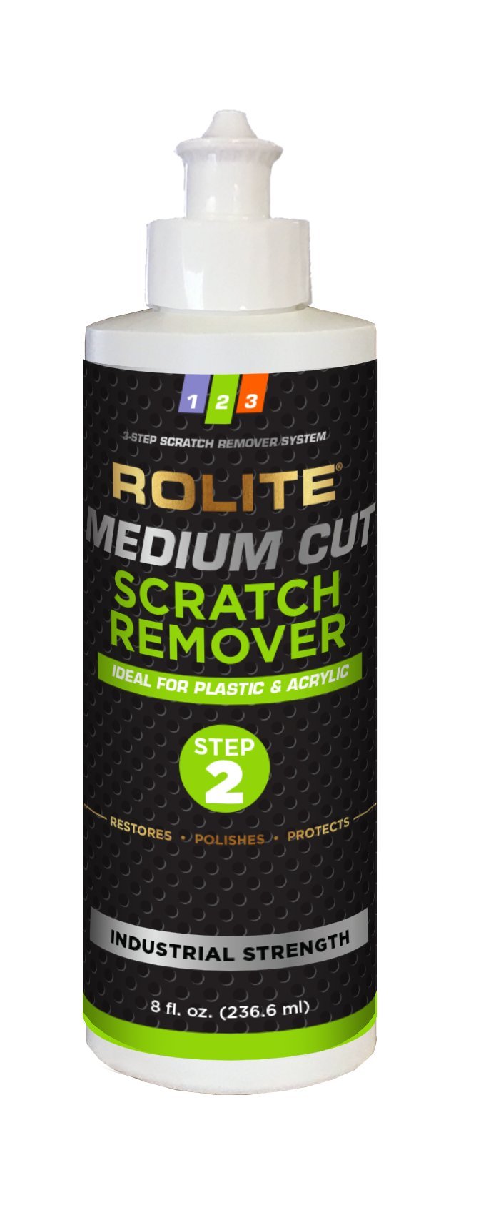 Rolite - RMCSR8z Medium Cut Scratch Remover (8 fl. oz.) for Plastic & Acrylic Surfaces Including Marine Strataglass & Eisenglass, Headlights, Aquariums