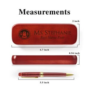 Personalized Engraved Maple Wood Rosewood Ball Pen & Case Set Custom Gift (Rosewood)