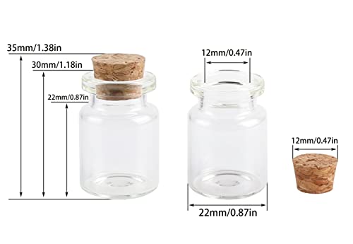 MaxMau 100 Count Small Glass Bottles with Corks,5ml Tiny Vials Clear Mini Jars Wooden Stopper for Art Crafts Storage Party Decoration Wedding Favors