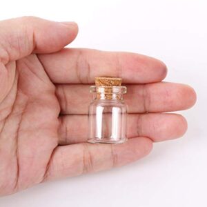 MaxMau 100 Count Small Glass Bottles with Corks,5ml Tiny Vials Clear Mini Jars Wooden Stopper for Art Crafts Storage Party Decoration Wedding Favors