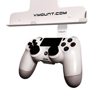 ViMount Wall Mount Metal Holder Compatible with Playstation 4 PS4 Pro Version with 2X Controllers Wall Mount in White Color