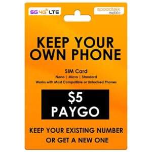 speedtalk mobile $5 prepaid wireless pay go plan for smartphones & cellphones | 5g 4g lte | 2¢ talk, text, data |triple cut (mini,micro,nano)gsm sim card | no contract no credit check | 30 day service