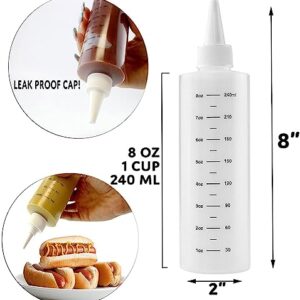 8-Ounce Plastic Squeeze Bottles with Graduated Measurements (8-Pack); Great for Kitchen, Portion Control, Condiments, Cosmetic Use & Crafts