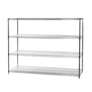 shelving inc. 24" d x 60" w x 72" h chrome wire shelving with 4 tier shelves, weight capacity 500lbs per shelf