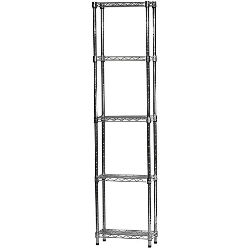 Shelving Inc. 8" d x 18" w x 96" h Chrome Wire Shelving with 5 Tier Shelves, Weight Capacity 800lbs Per Shelf