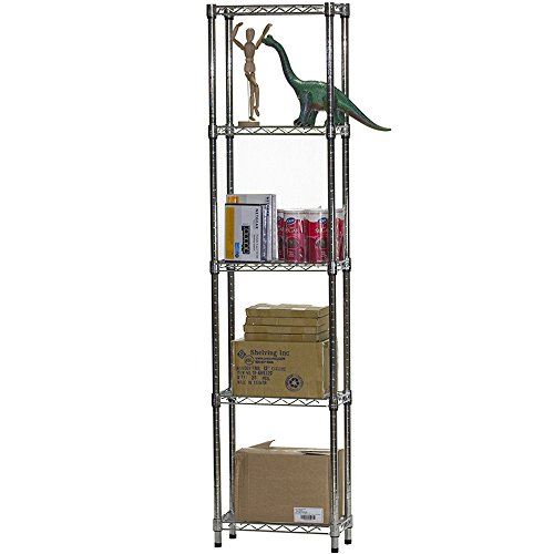 Shelving Inc. 8" d x 18" w x 96" h Chrome Wire Shelving with 5 Tier Shelves, Weight Capacity 800lbs Per Shelf