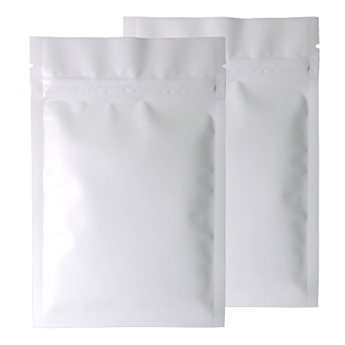 Double-Sided Matte Colored Flat Foil QuickQlick™ Zip Seal Sample Food Safe Packaging Powdered Storage Bags (1.5oz, Matte White)