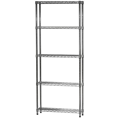 Shelving Inc. 8" d x 24" w x 54" h Chrome Wire Shelving with 5 Tier Shelves, Weight Capacity 800lbs Per Shelf