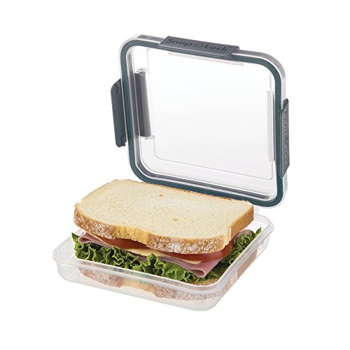 SnapLock by Progressive Sandwich To-Go Container - Gray, Easy-To-Open, Leak-Proof Silicone Seal, Snap-Off Lid, Stackable, BPA FREE