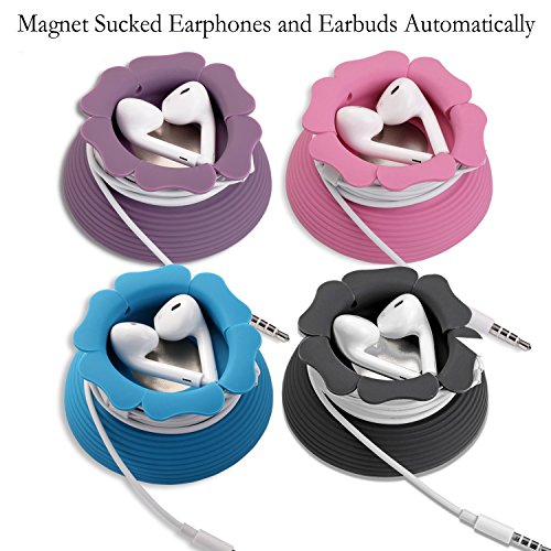 Earbud Case Holder Pack [4 Pack], MAIRUI Earphone Case Wrap Earbuds Nest Tangle Free Silicone Magnetic Organzier