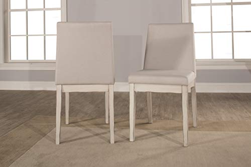 Hillsdale Furniture Clarion Parson, Set of 2 Upholstered Dining Chairs, Sea White