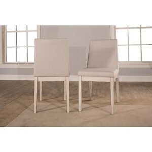 Hillsdale Furniture Clarion Parson, Set of 2 Upholstered Dining Chairs, Sea White