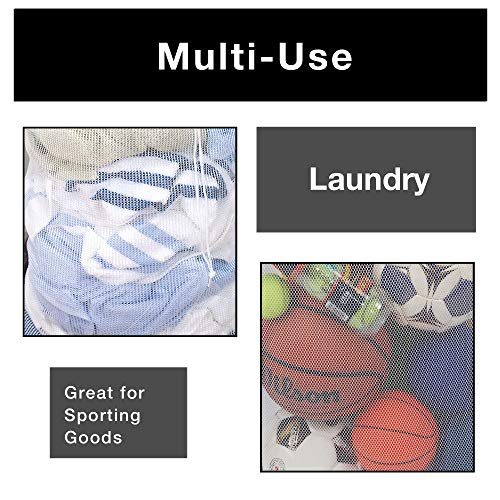 Smart Design Laundry Bag – Holds Up to 3 Loads-White – Laundry Hamper with Handle & Push-Lock Drawstring for Easy Organization and Storage – Laundry Basket Made with Breathable Mesh