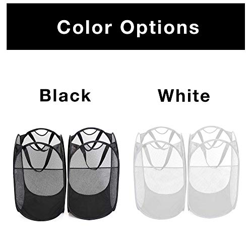 Smart Design Pop Up Laundry Hamper with Easy Carry Handles and Side Pocket - Set of 2 - Durable Fabric Collapsible Design - Clothes & Laundry - Home Organization - Holds 2 Loads - 14 x 23 Inch - Black